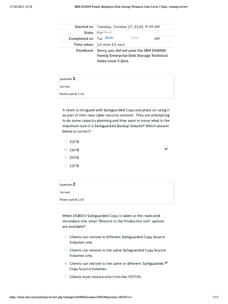 IBM DS8000 Storage Quiz Review | PDF