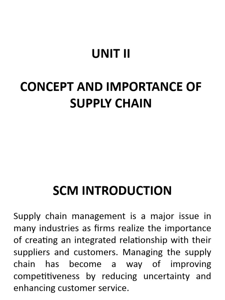 Unit II SCM MBA | PDF | Supply Chain Management | Supply Chain