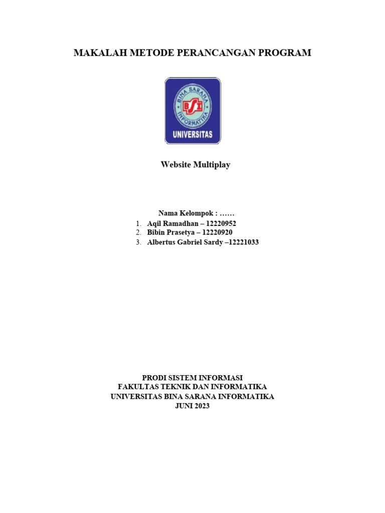 Makalah Metode Perancangan Program | PDF