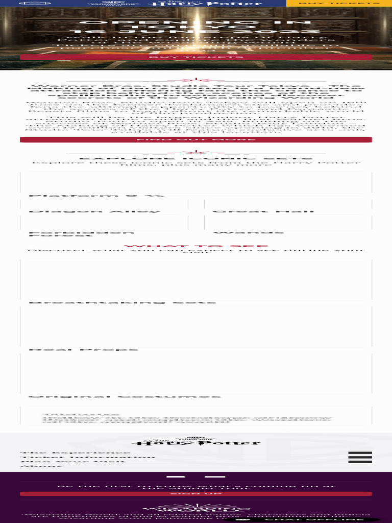 Homepage - Warner Bros. Studio Tour Tokyo - The Making of Harry Potter | PDF