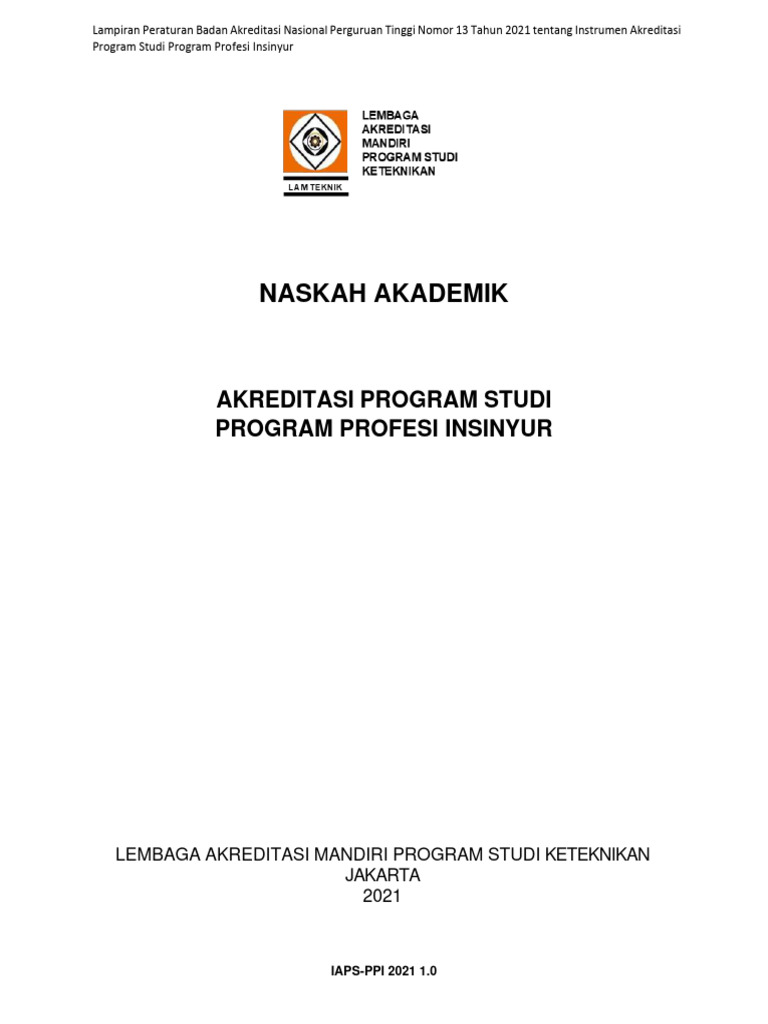 Naskah Akademik Akreditasi Program Profesi Insinyur | PDF | Bisnis