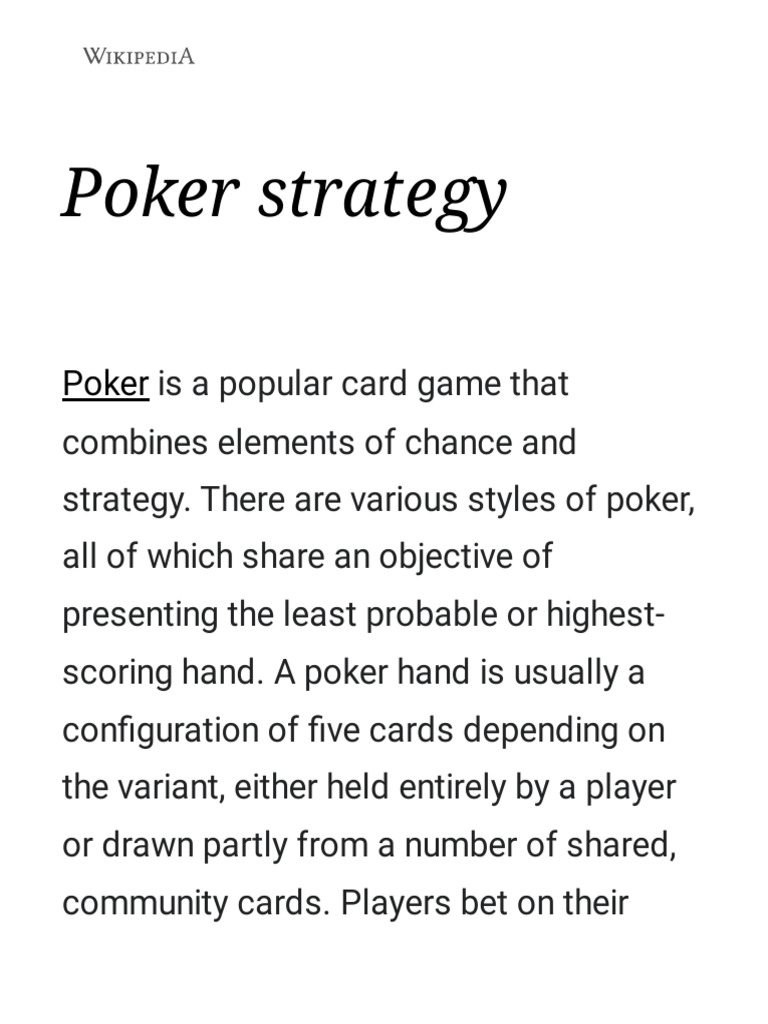 Poker Strategy | PDF | Poker | Betting In Poker