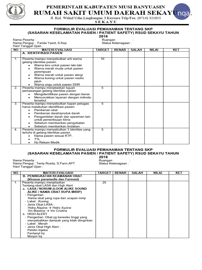 Form Evaluasi SKP | PDF