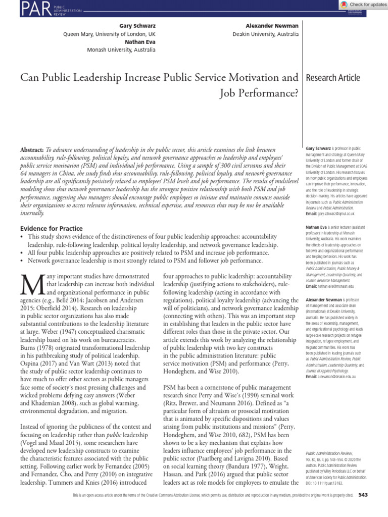 Public Administration Review - 2020 - Schwarz | PDF