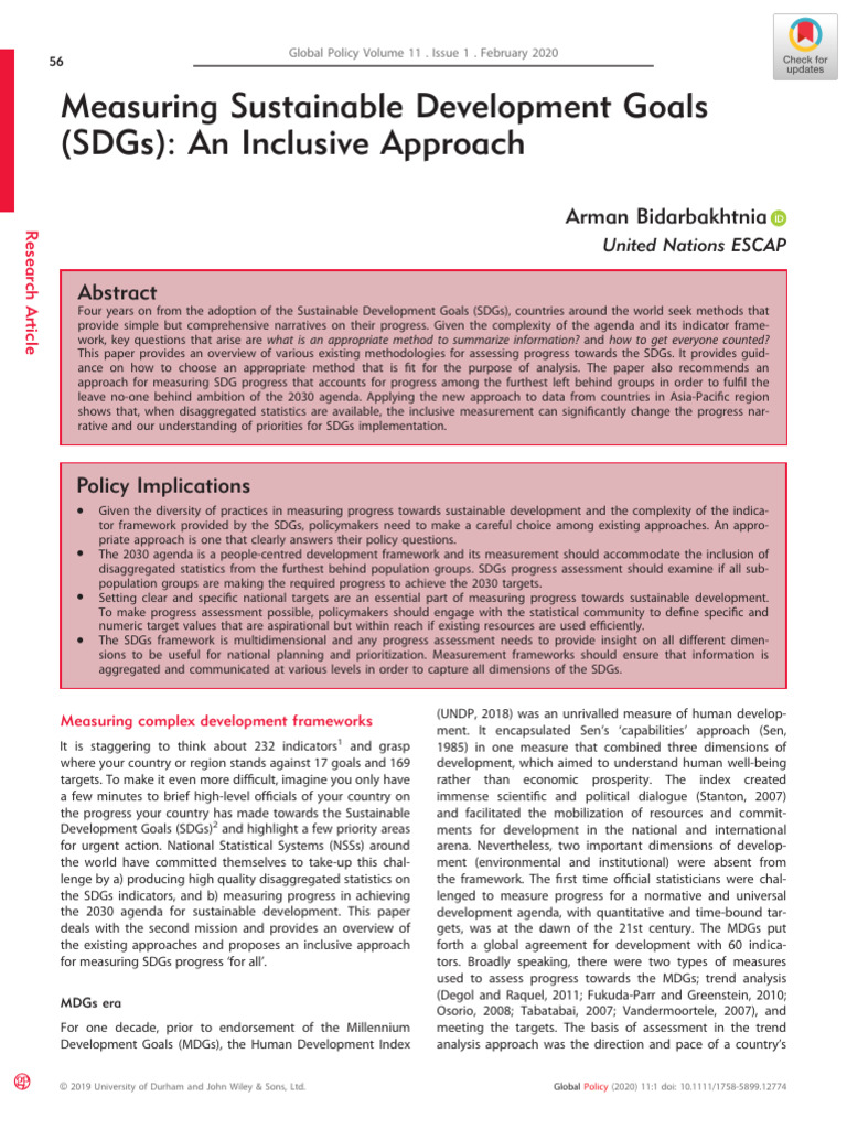 Measuring Sustainable Development Goals | PDF