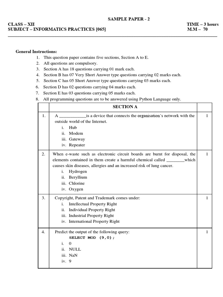 Ip SQP 2 | Download Free PDF | Computer Network | Comma Separated Values