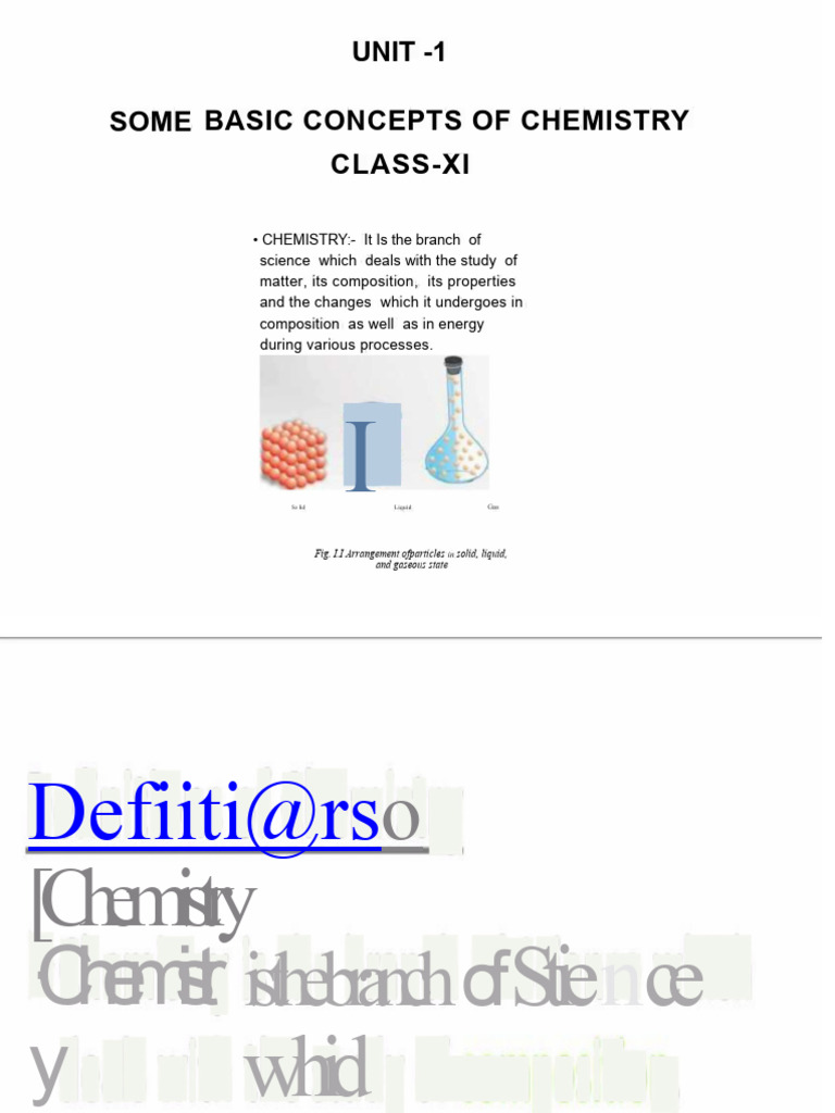 0 - Unit - 1 Class 11 Some Basic Concepts of Chemistry Final | PDF