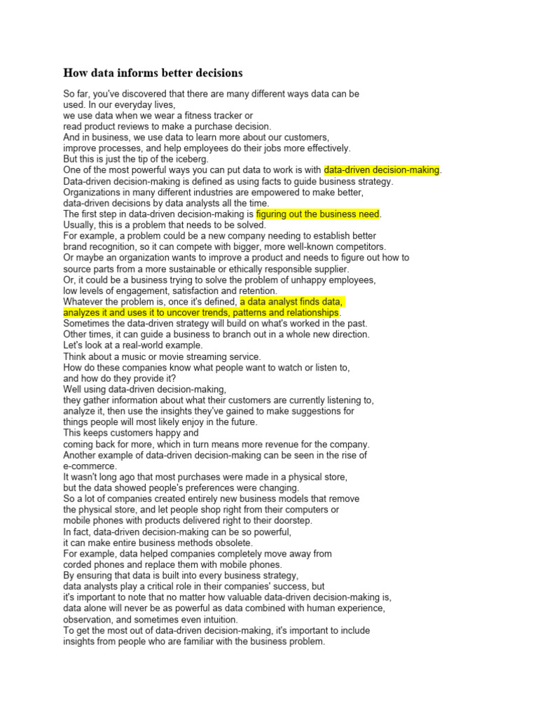 3. Note - How data informs better decisions | PDF 3. Note - How data informs better decisions | PDF