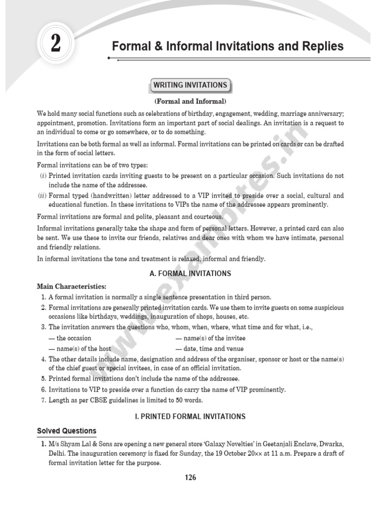 Invitation and Replies Class 12th 2023 | PDF