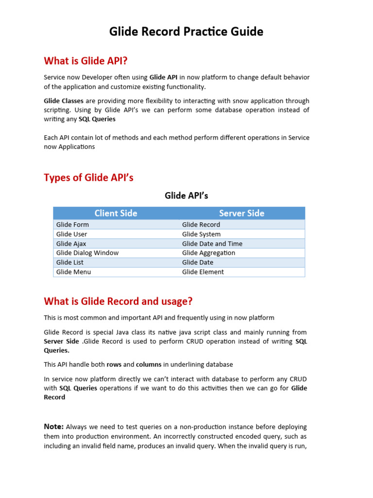 Glide Record | PDF | Databases | Sql