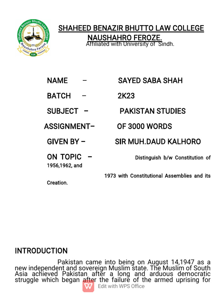 Assignment of Saba Shah | PDF | Parliament Of Pakistan | Government