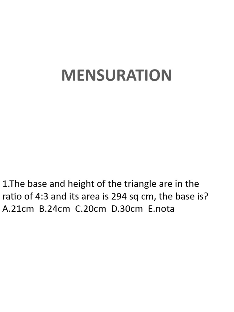 MENSURATION With Answers | PDF