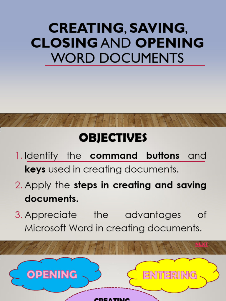 CREATING SAVING OPENING AND CLOSING DOCUMENTS For Student | PDF