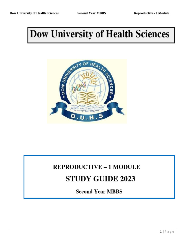 REPRODUCTIVE MODULE 01 STUDY GUIDE 2023, 2nd Yr MBBS | PDF