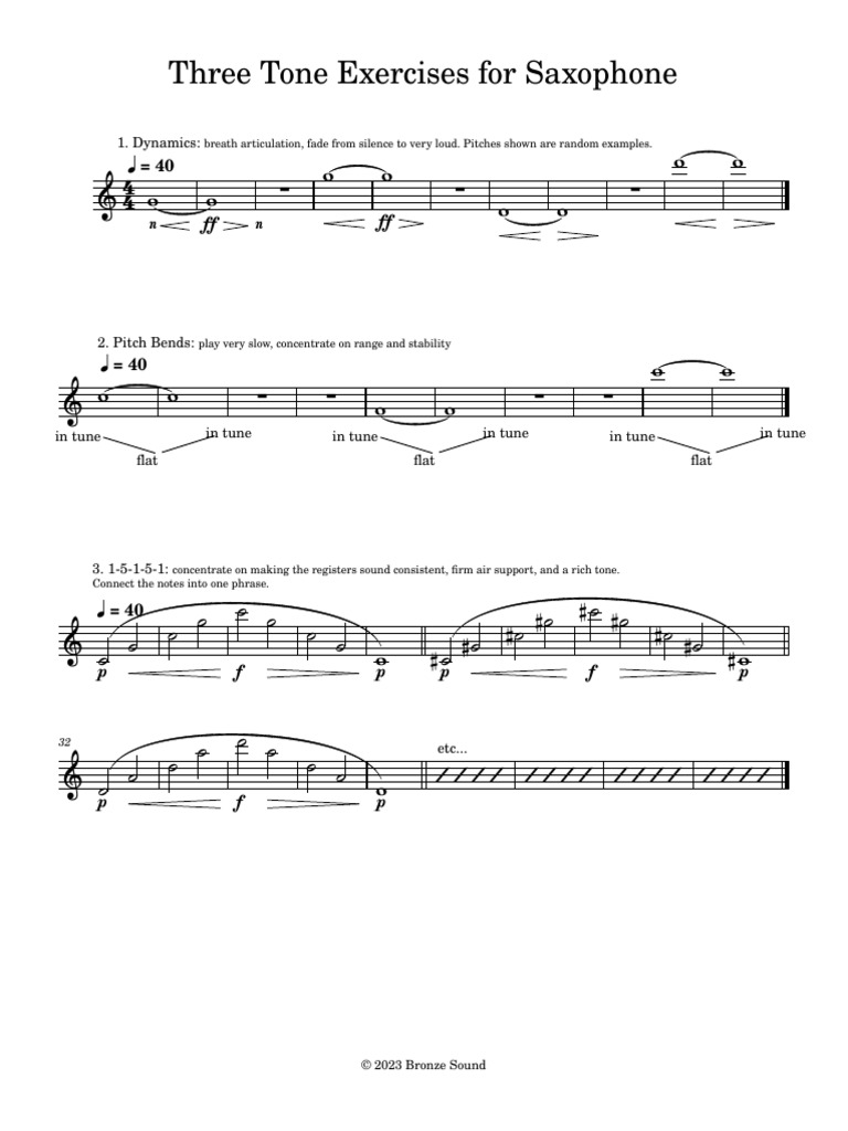 Three Tone Exercises For Saxophone | PDF