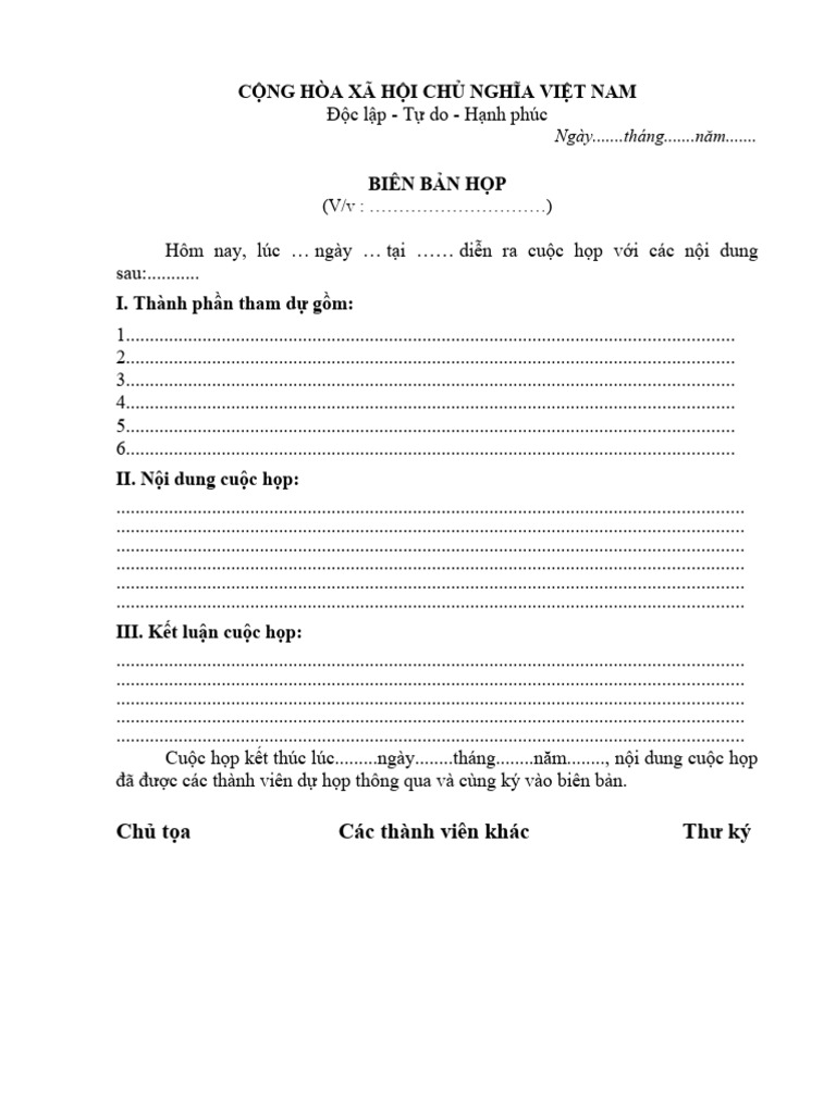 Mau Bien Ban Hop | PDF