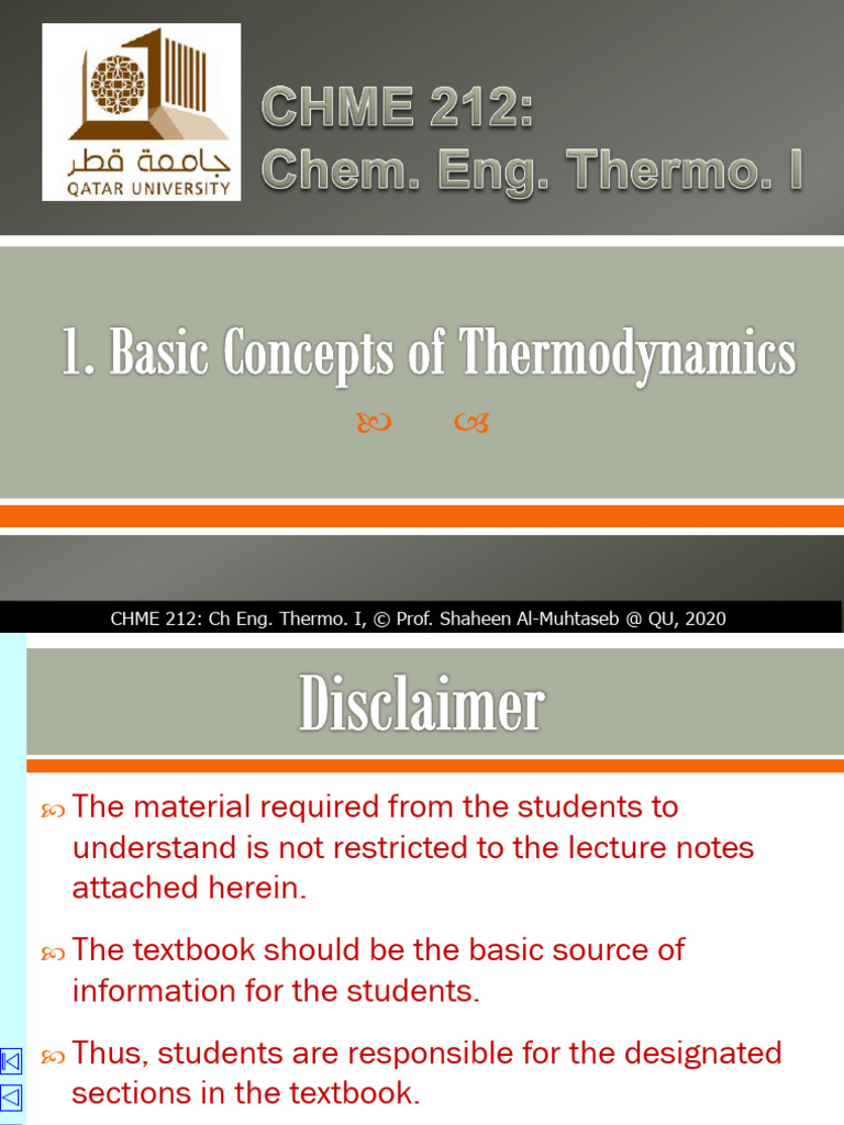 1.basic Concepts of Thermo - Spring 2020 | PDF