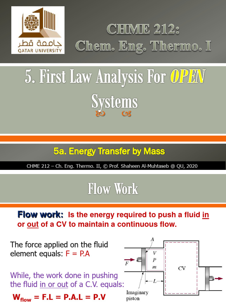 First Law of Thermodynamics in Open Systems | PDF