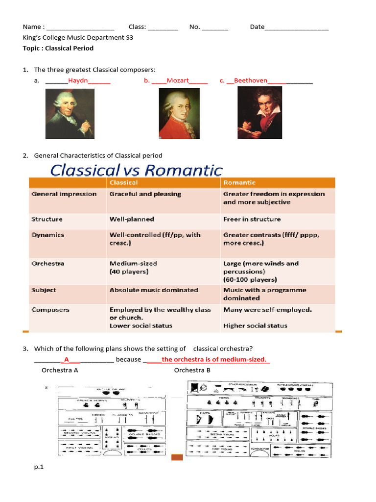Classical Period Notes With Ans | PDF
