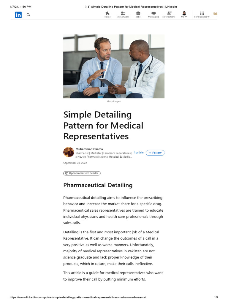 Simple Detailing Pattern For Medical Representatives - LinkedIn | PDF ...