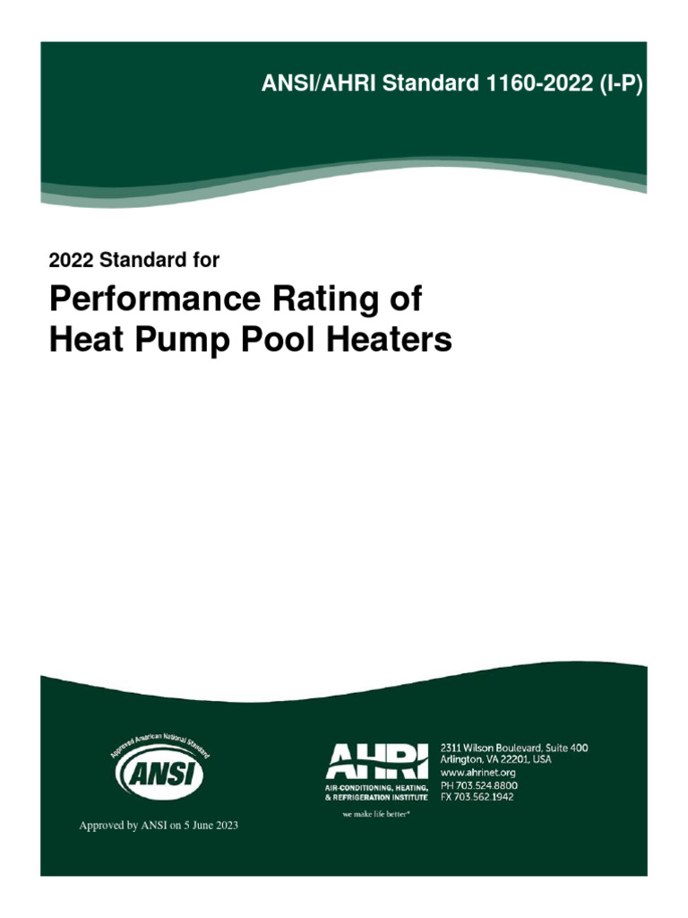 ANSI AHRI Standard 1160-2022 (I-P) | PDF