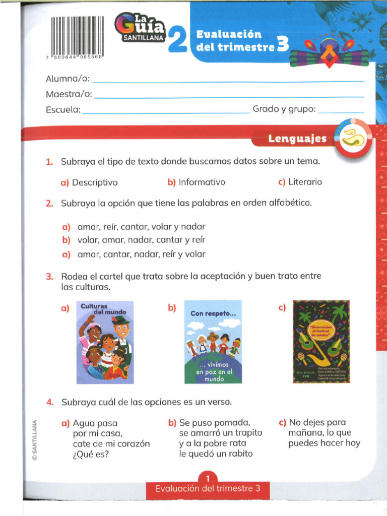 Evaluacion Del Trimestre 3 | PDF