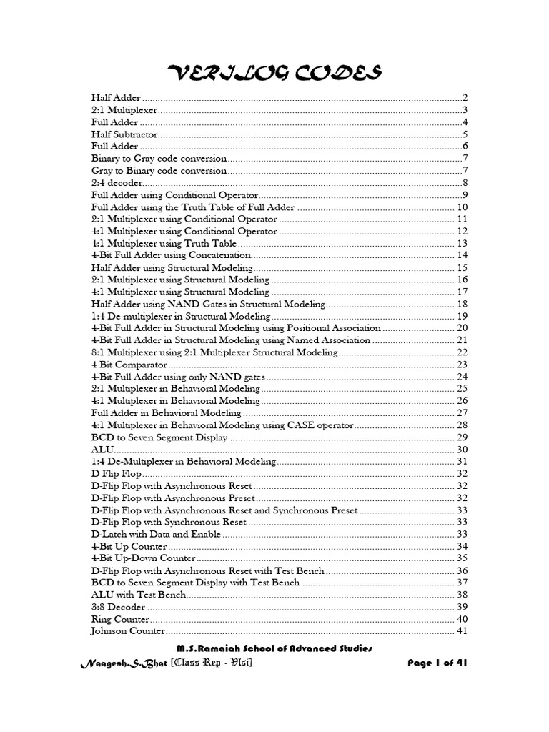 Verilog Codes | PDF