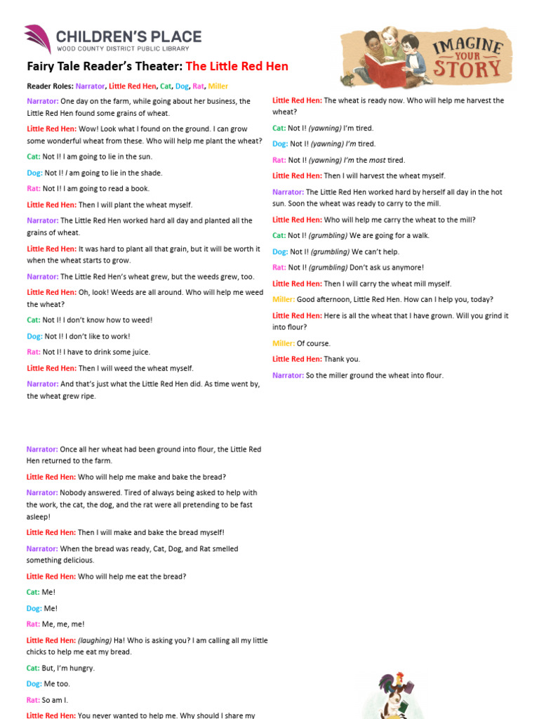 Little Red Hen Reader's Theater Script | PDF | Staple Foods | Agriculture