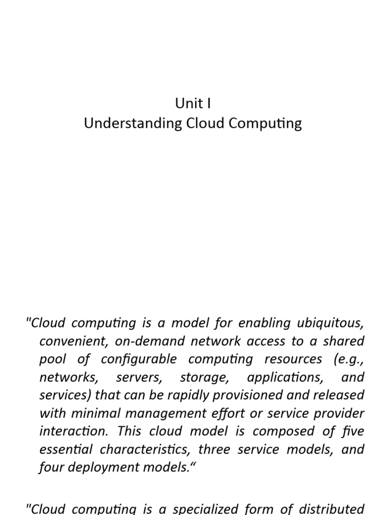 Unit I | PDF | Cloud Computing | Scalability