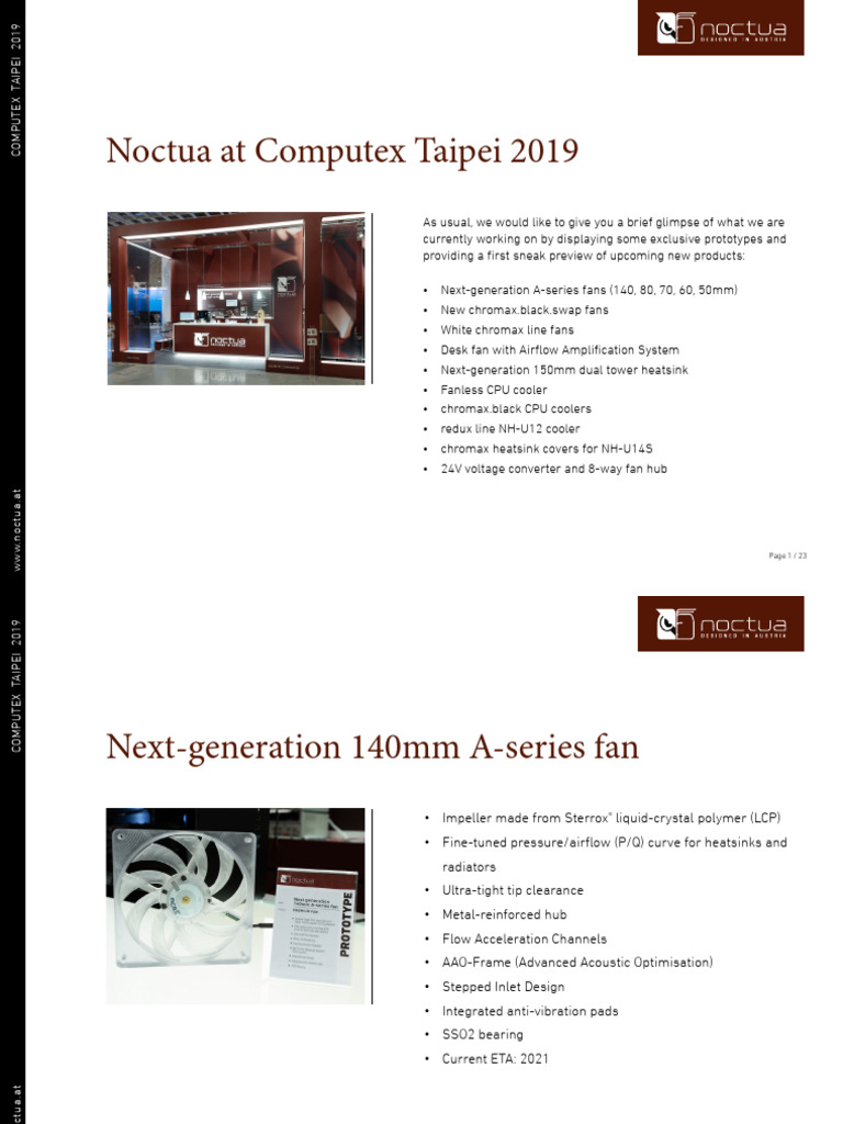 Noctua Computex 2019 Press Kit | PDF | Technology & Engineering