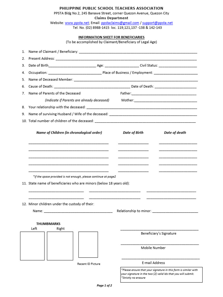 Information Sheet Form | PDF