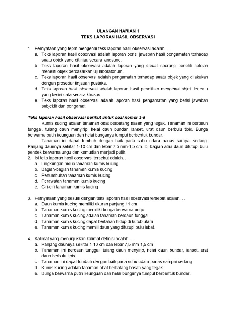 Ulangan Harian 1 | PDF