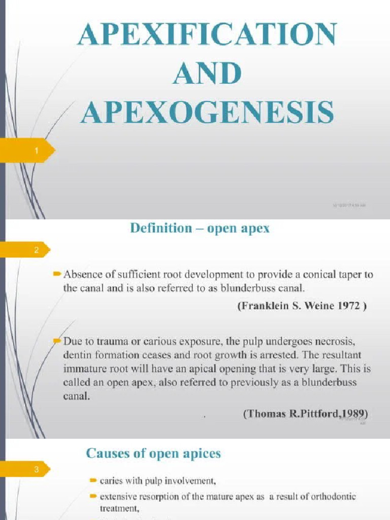 Apexification and Apexenesis | PDF