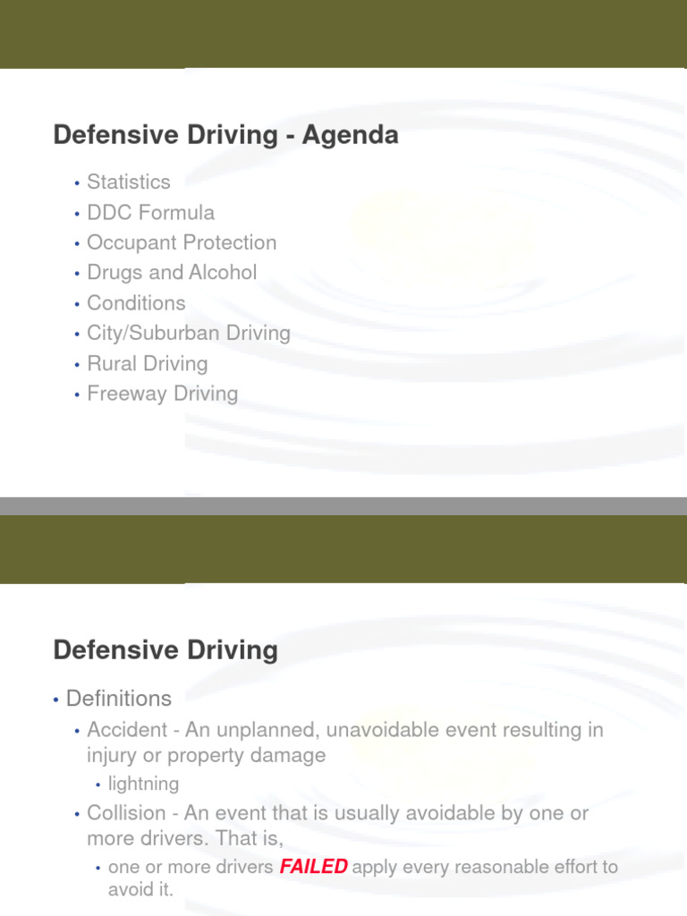 Defensive Driving Presentation | PDF | Self-Improvement