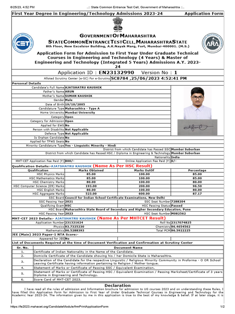 Cap Registration Form | PDF