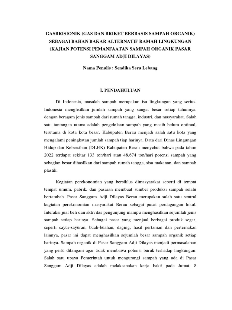 Gas dan Briket dari Sampah Organik | PDF