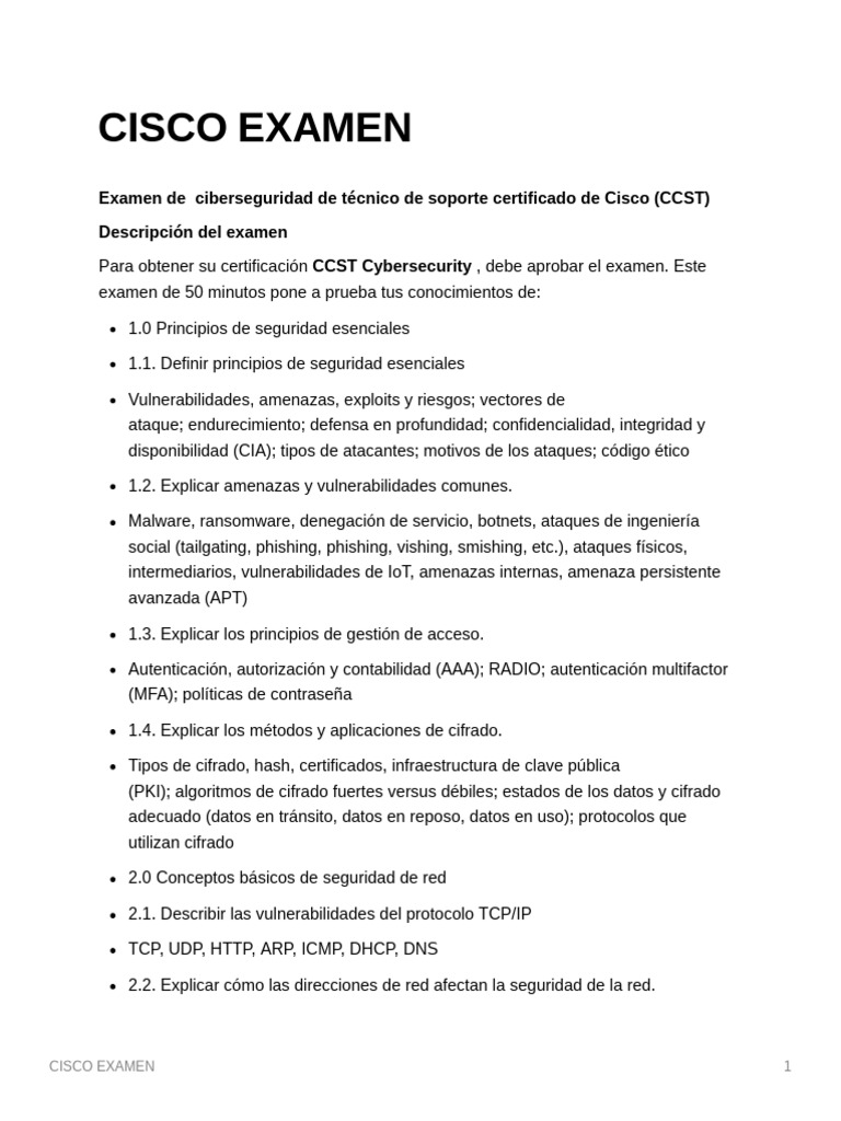 Cisco CCST Examen | PDF