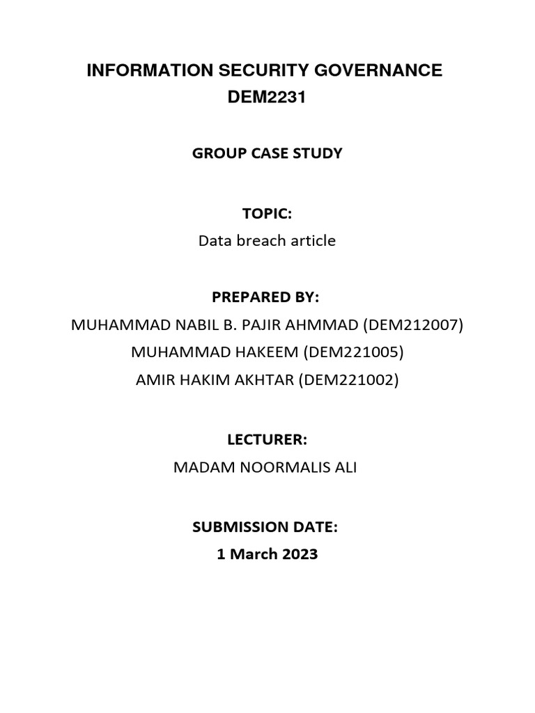 Isg Data Breach Case Study 1 | PDF