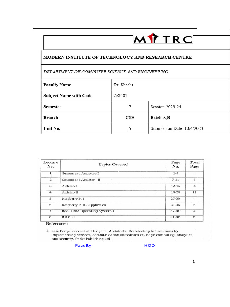 Unit 2 Iot 7 Sem | PDF | Arduino | Sensor