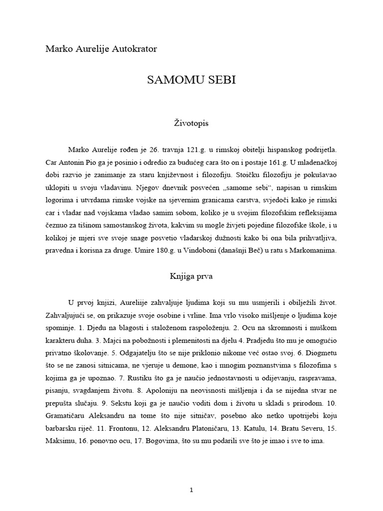 Marko Aurelije Autokrator | PDF