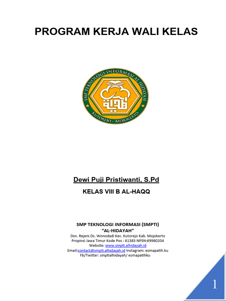 Contoh Program Kerja Wali Kelas | PDF | Karier & Perkembangan