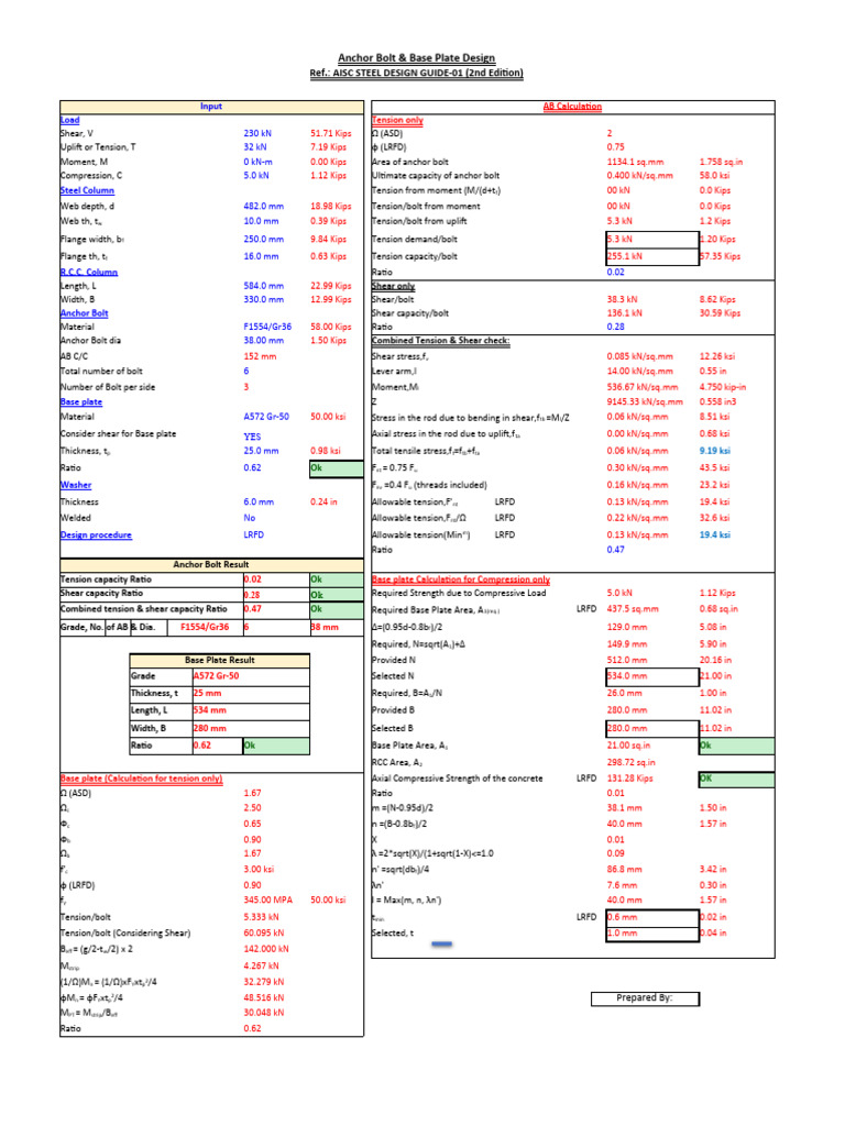 Anchor Bolt & Base Plate Design | PDF | Science & Mathematics
