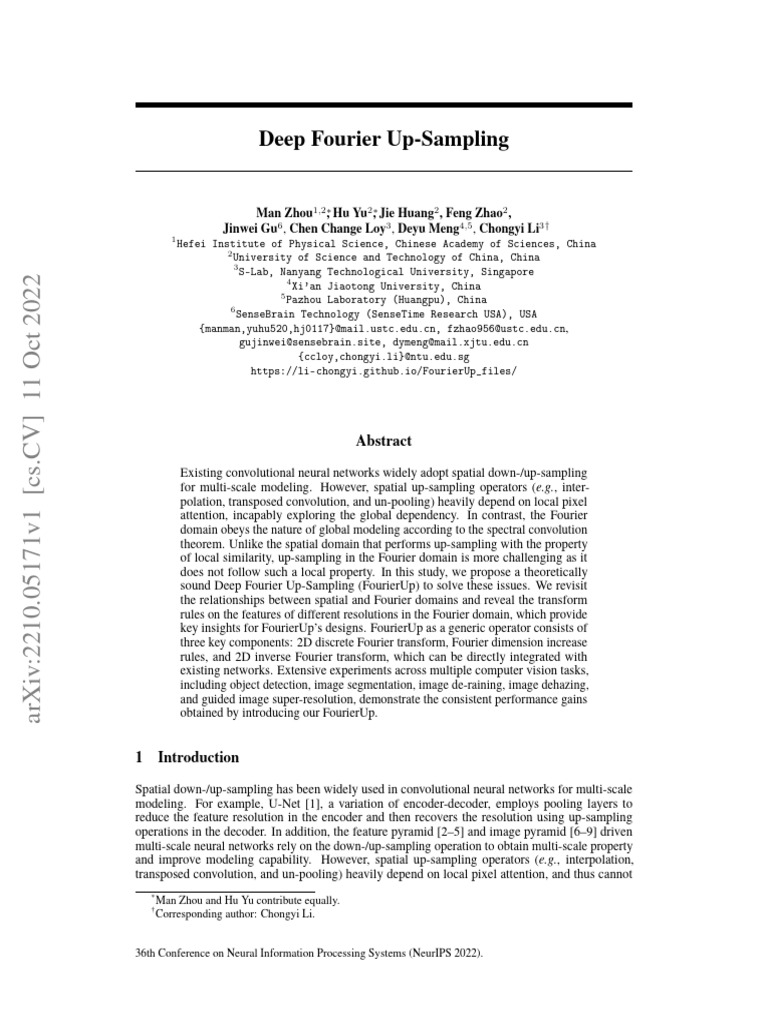 Deep Fourier Up-Sampling Method | PDF