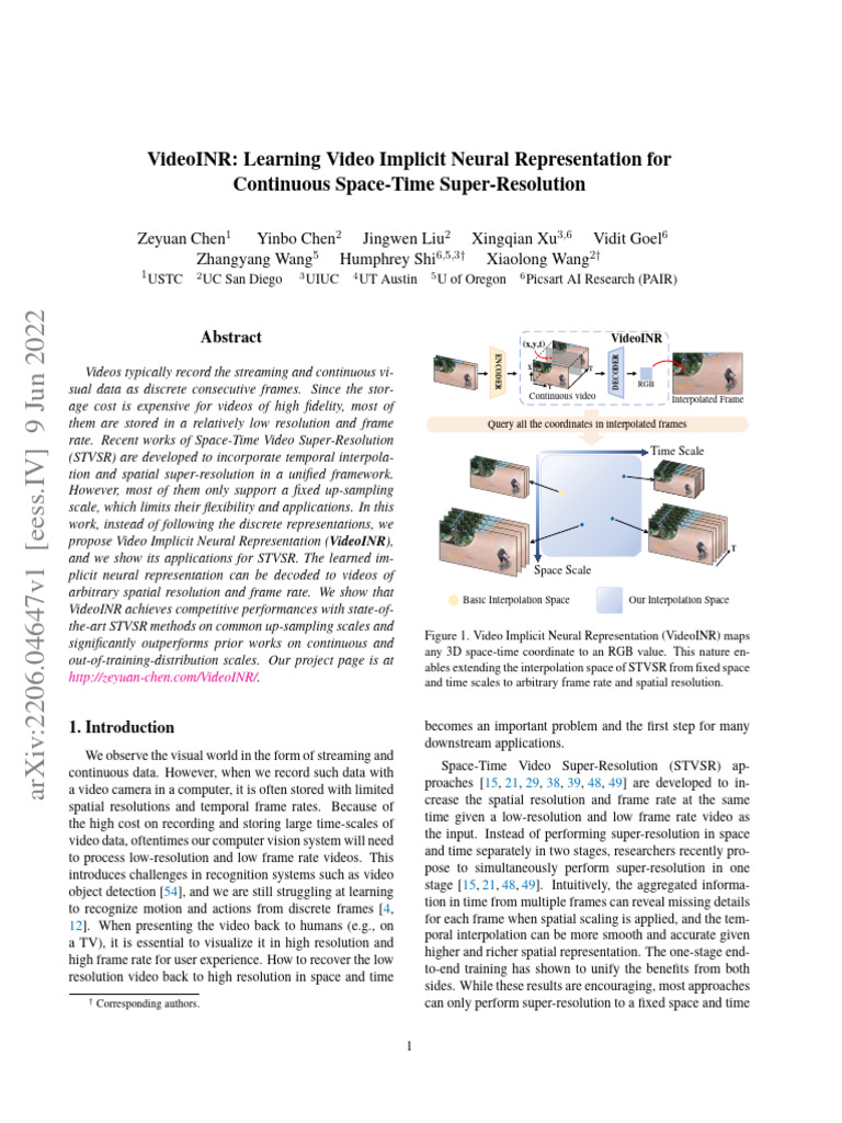 Chen Et Al. - 2022 - VideoINR Learning Video Implicit Neural Represent | PDF