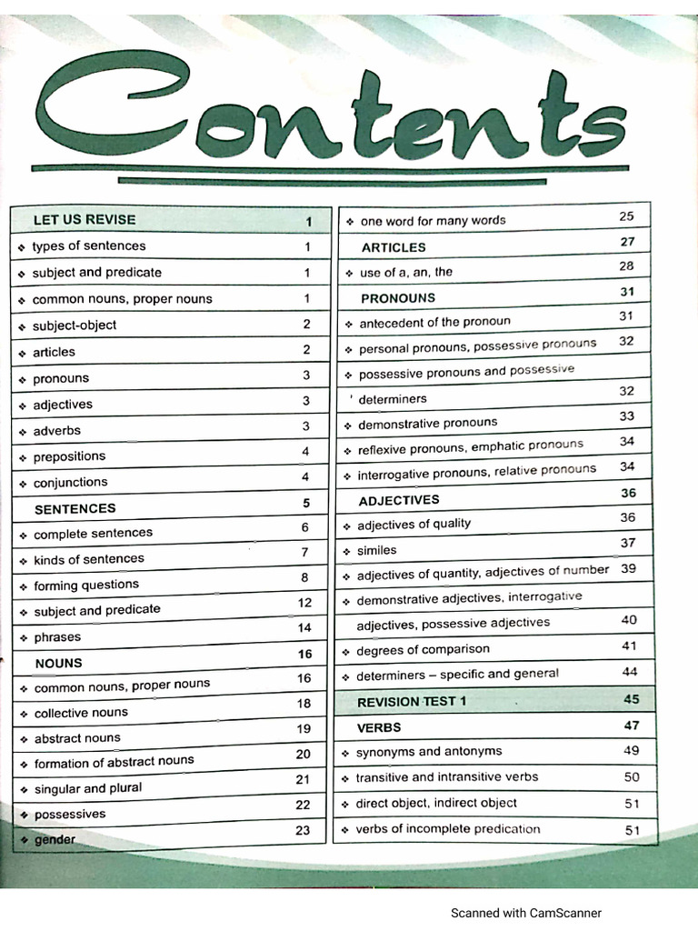 Grammar Contents | PDF