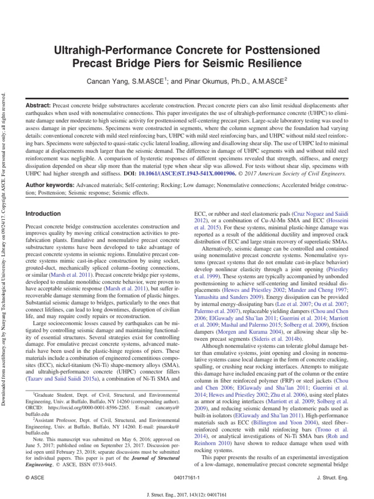 Ultrahigh-Performance Concrete For Posttensioned Precast Bridge Piers ...