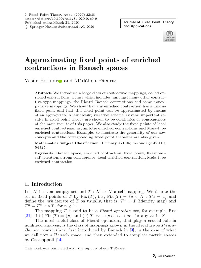 Approximating Fixed Points of Enriched Contractions in Banach Spaces | PDF