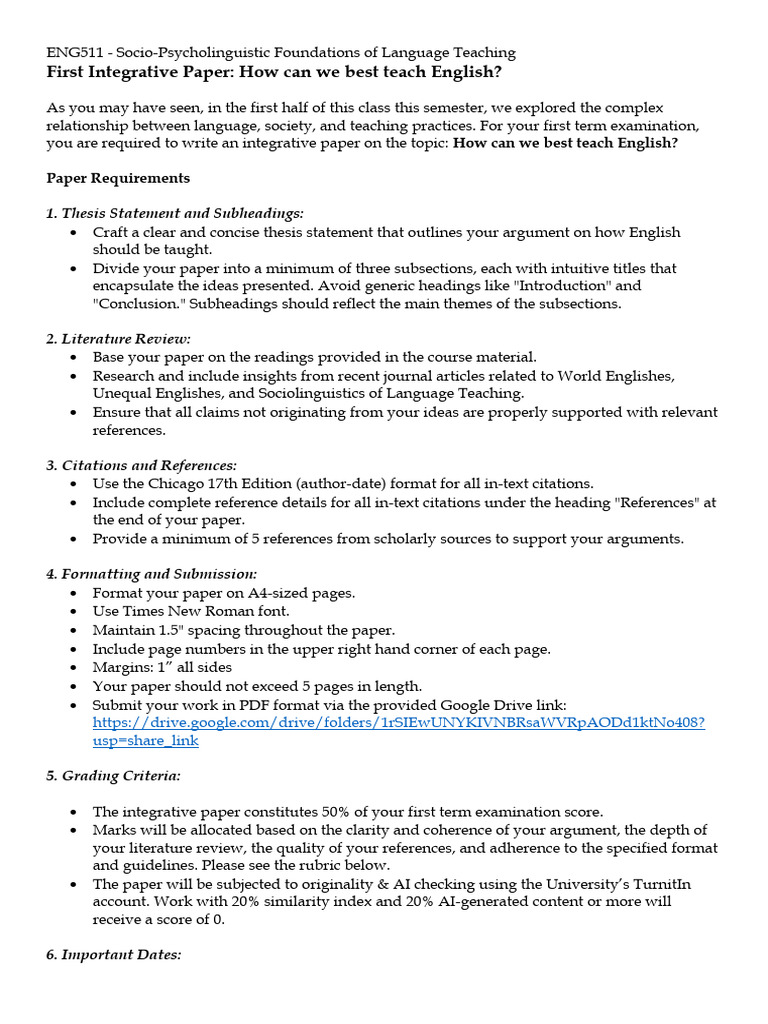 ENG511 Integrative Paper - How Can We Teach English | PDF