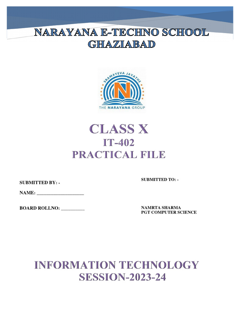 CLASS-X - IT - Practicals - Solved (PRACTICAL (OR) PROTFOLIO) | PDF