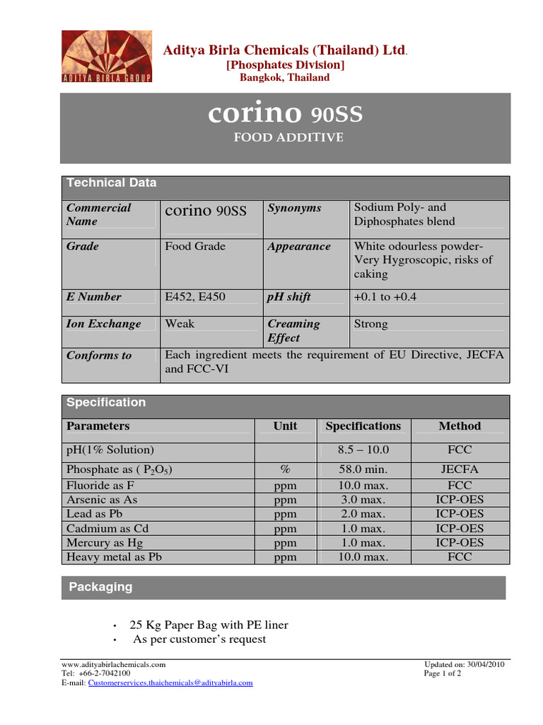 Corino 90SS Specification | PDF